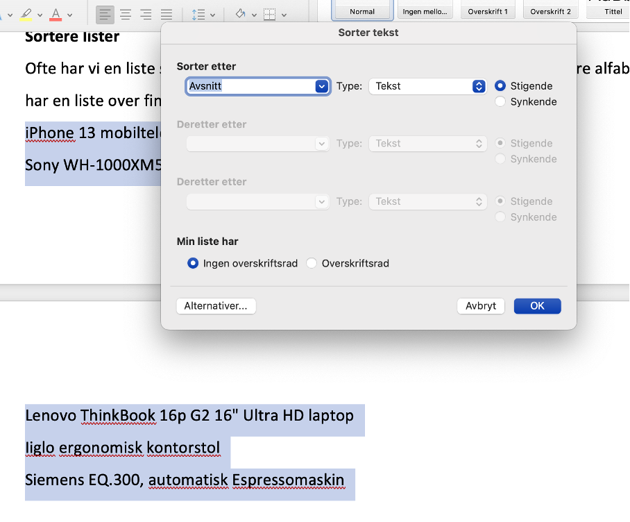 Tips og triks for Word